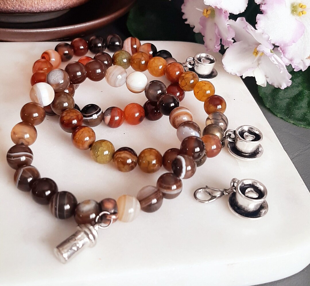 Tea Time, Agate Bracelets, Brown Dream Agate, Tea Dragon Agate, Pekoe ...