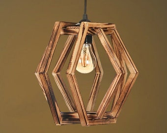 Wooden Hanging Lamp | Etsy