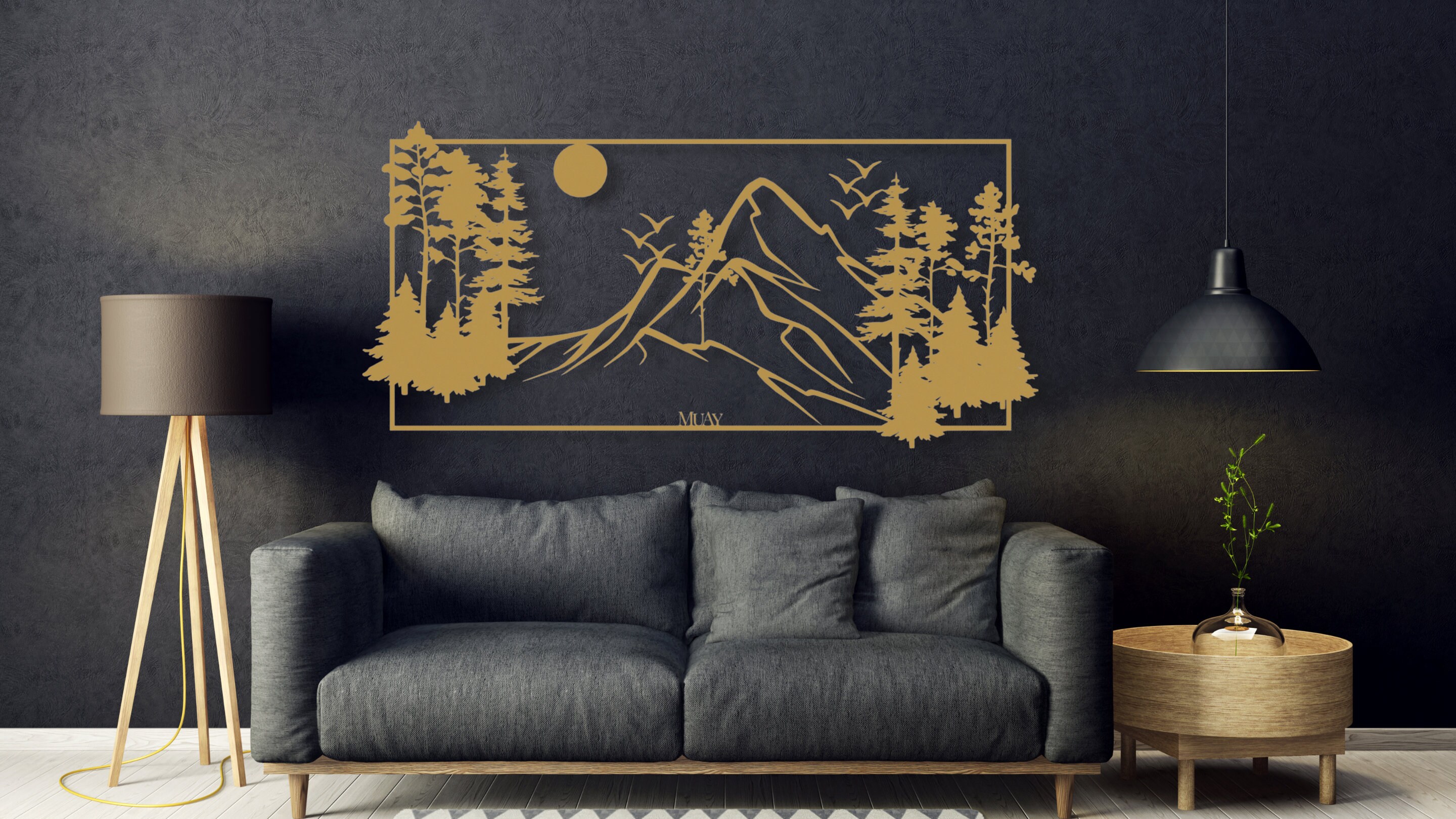 Chalet Decore, Fireplace Decorating, Metal Mountain Art, Metal Wall ...