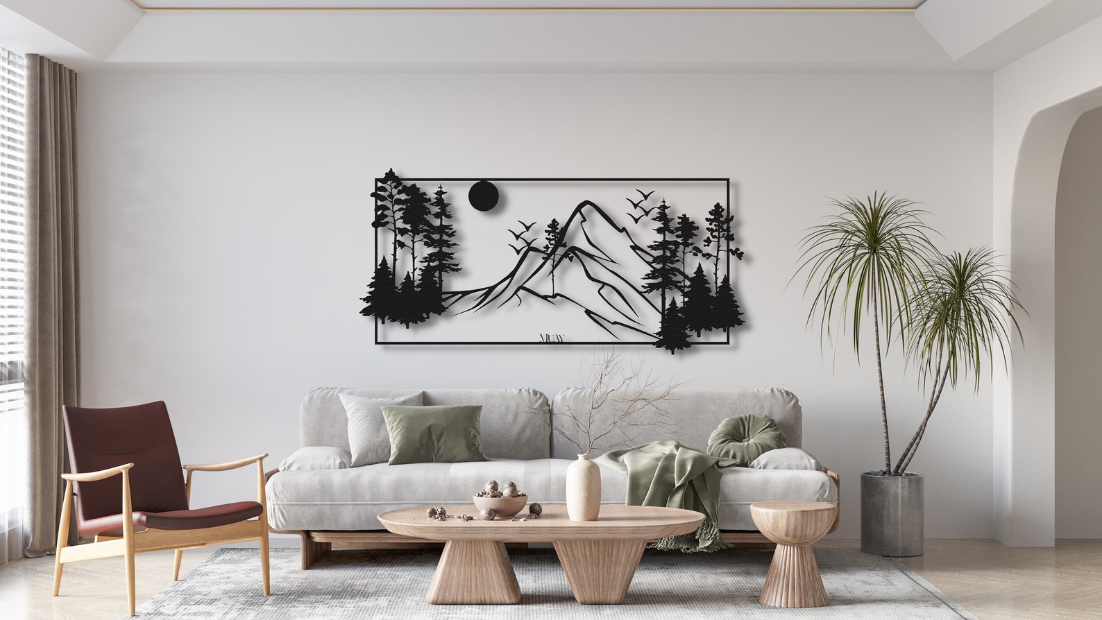 Chalet Decore, Fireplace Decorating, Metal Mountain Art, Metal Wall ...