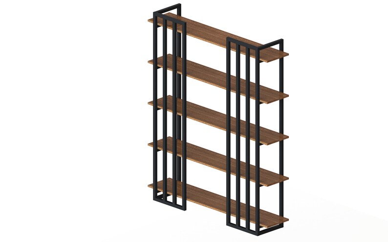 Wooden Bookcase, Industrial Bookshelf, Wooden Bookcase With Metal Racks ...