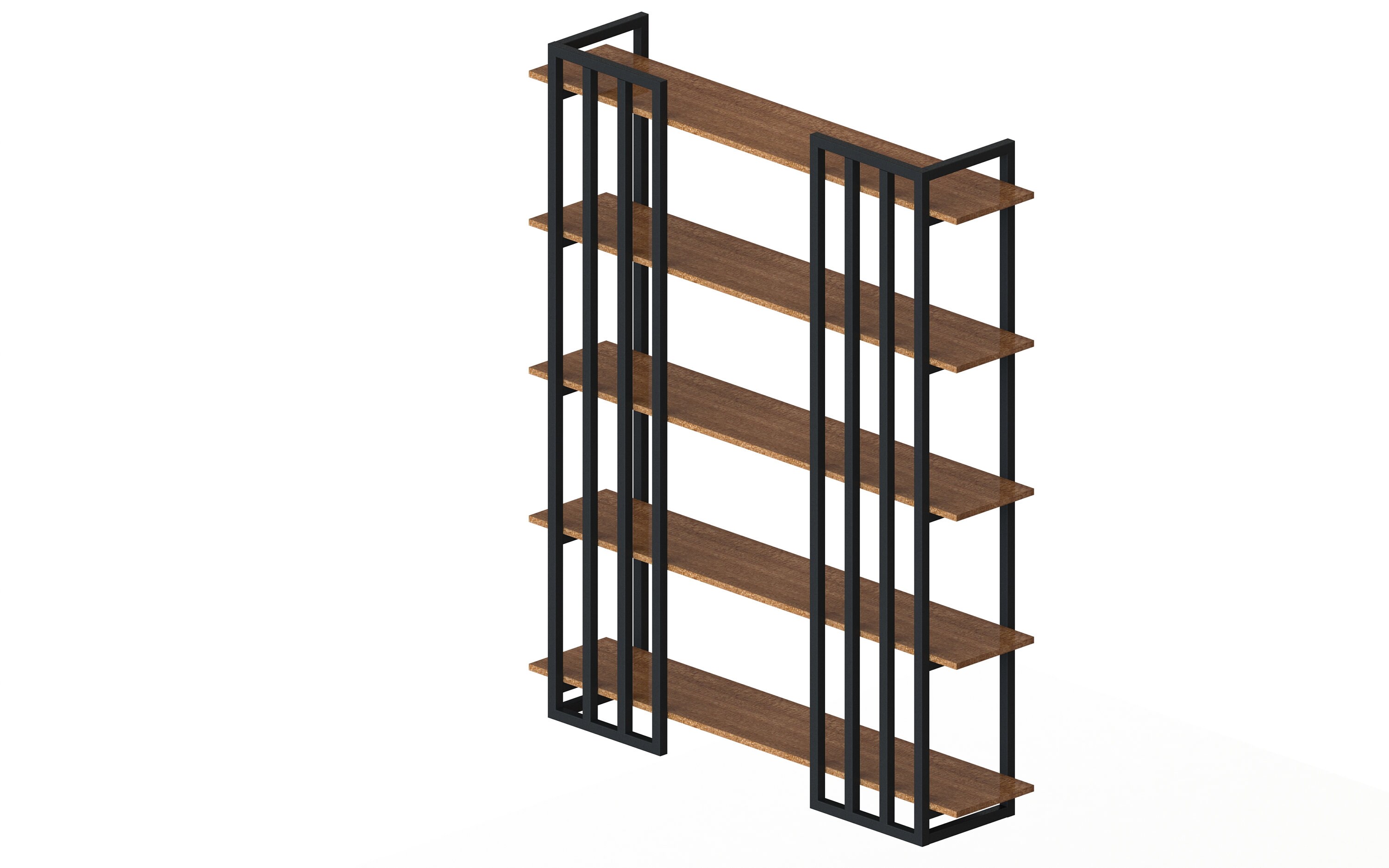Wooden Bookcase, Industrial Bookshelf, Wooden Bookcase With Metal Racks ...