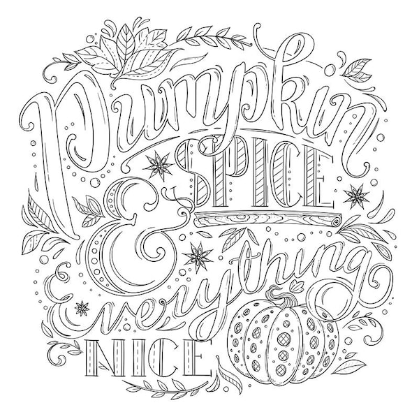 Pumpkin Spice Coloring Page - Etsy