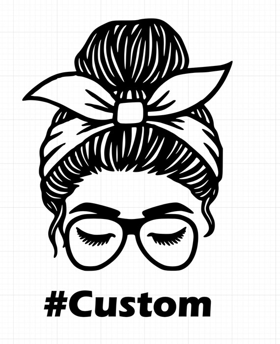 Messy Bun With Glasses And Lashes Etsy