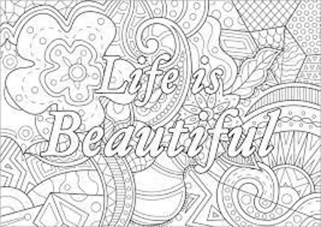 Life is Beautiful Coloring Page - Etsy