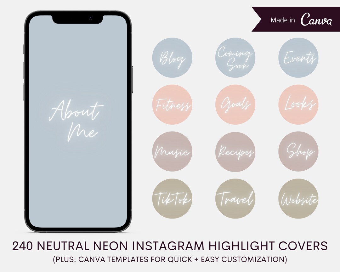 240 Neutral Neon Instagram Highlight Covers | Instagram Stories ...