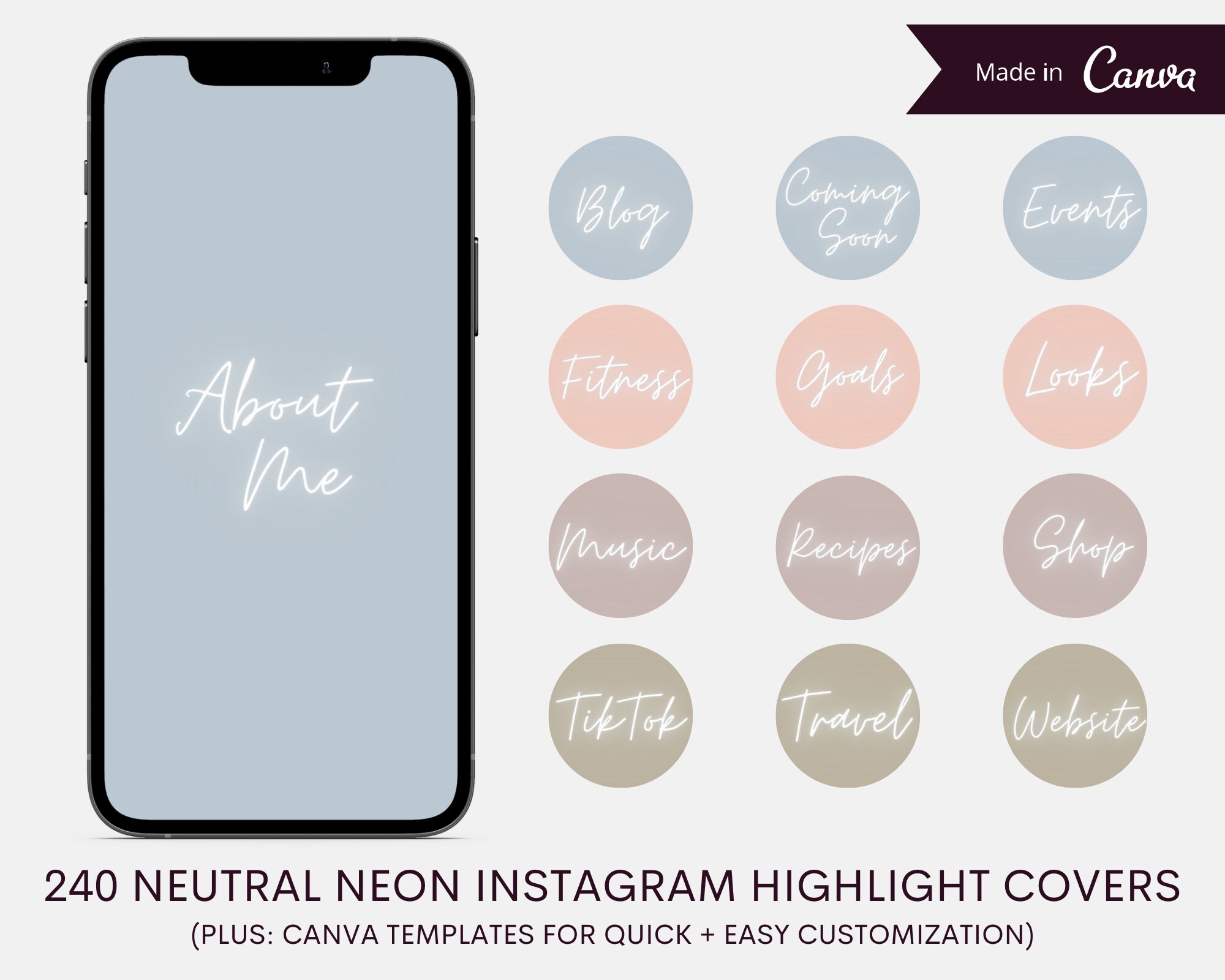 240 Neutral Neon Instagram Highlight Covers | Instagram Stories ...