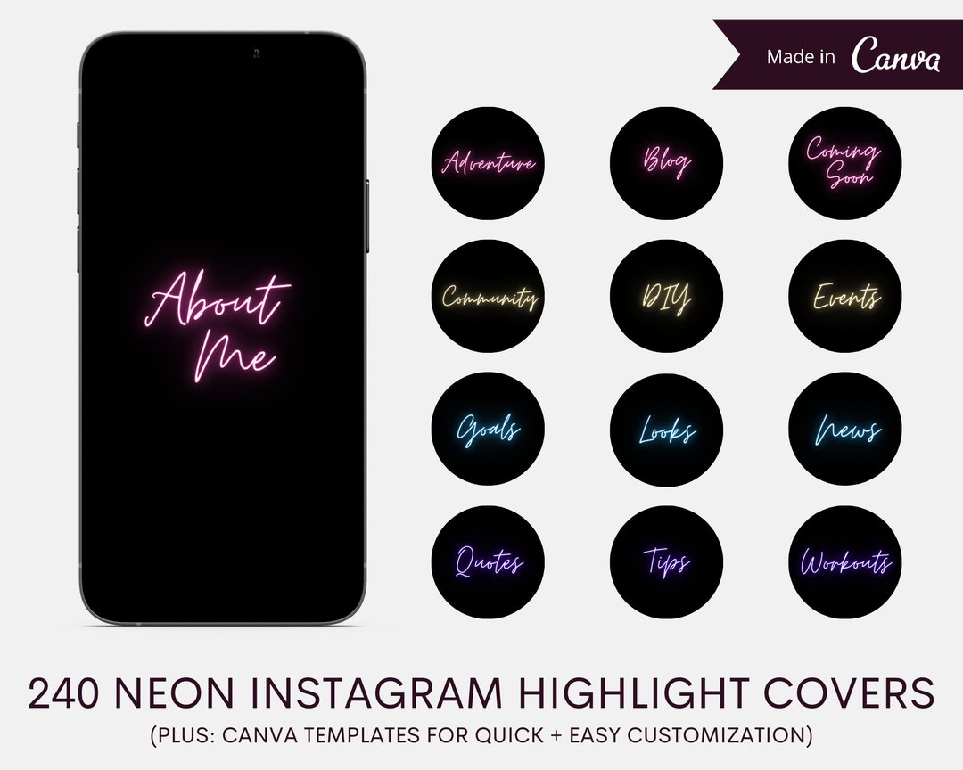 240 Neon Instagram Highlight Covers | Instagram Stories | Instant ...
