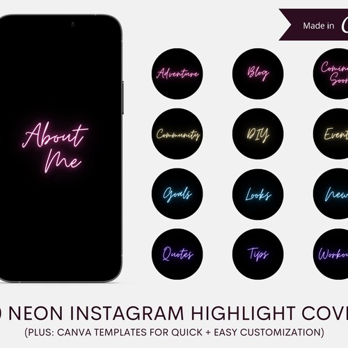 240 Neon Instagram Highlight Covers Instagram Stories | Etsy