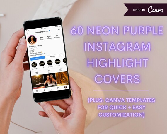 60 Neon Purple Instagram Highlight Covers IG Covers Social | Etsy