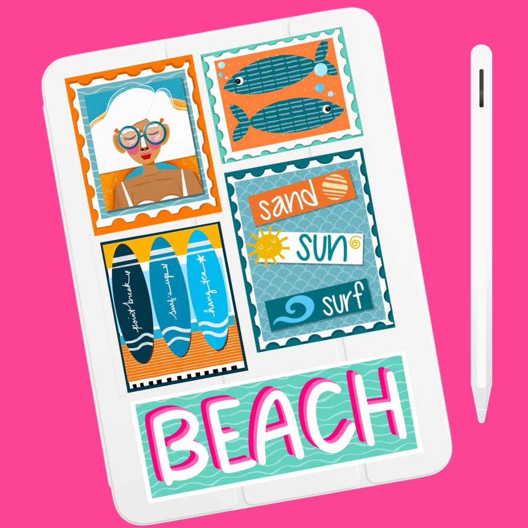 BEACH Stickers, Beach Life Stickers, Sticker Sheet, Die Cut Stickers ...