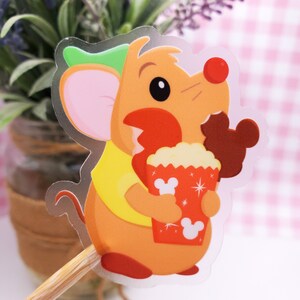 Gus Gus Carrying Snacks Waterproof Transparent Vinyl Sticker Disney ...