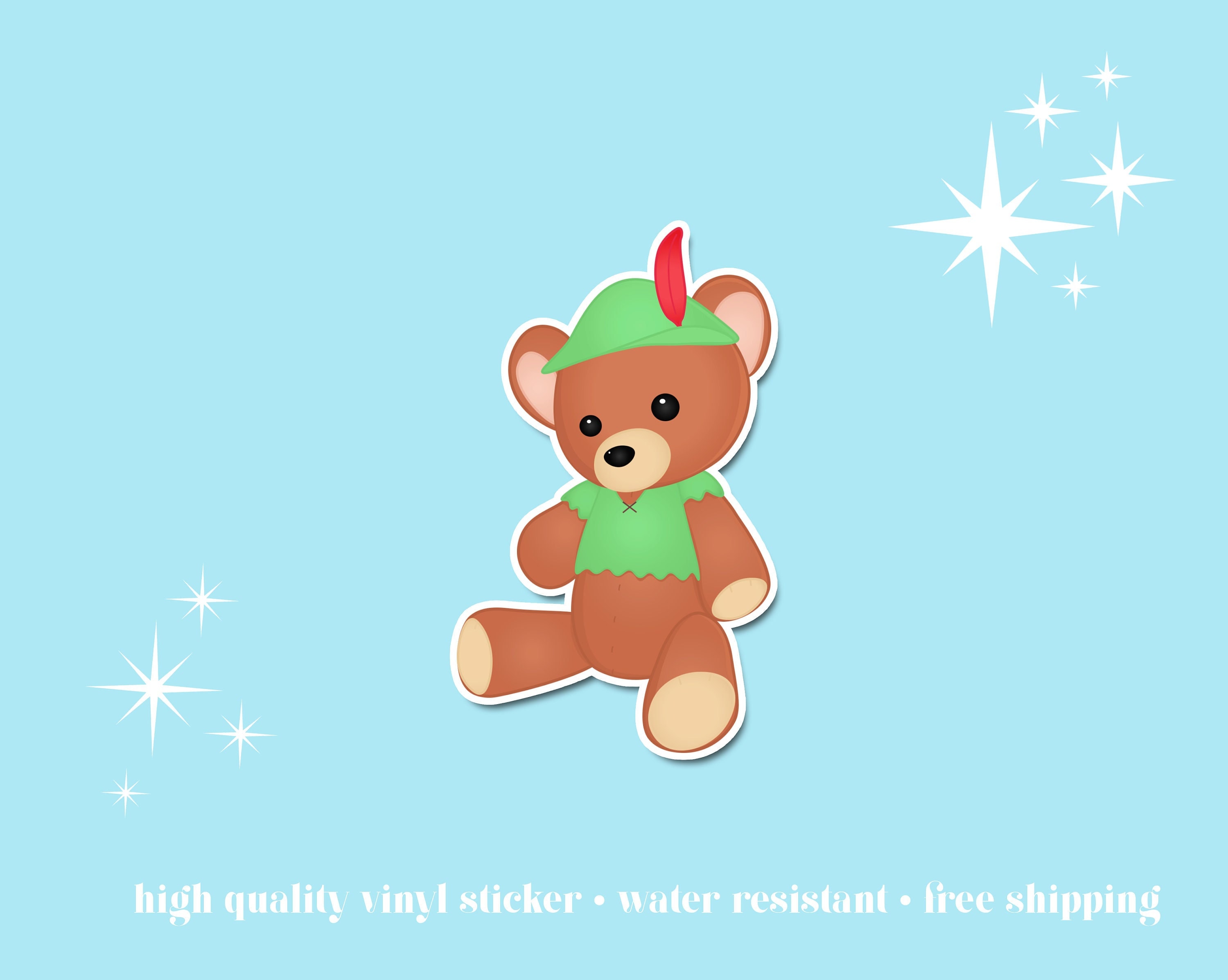 Peter Pan Teddy Bear Waterproof Vinyl Sticker - Etsy