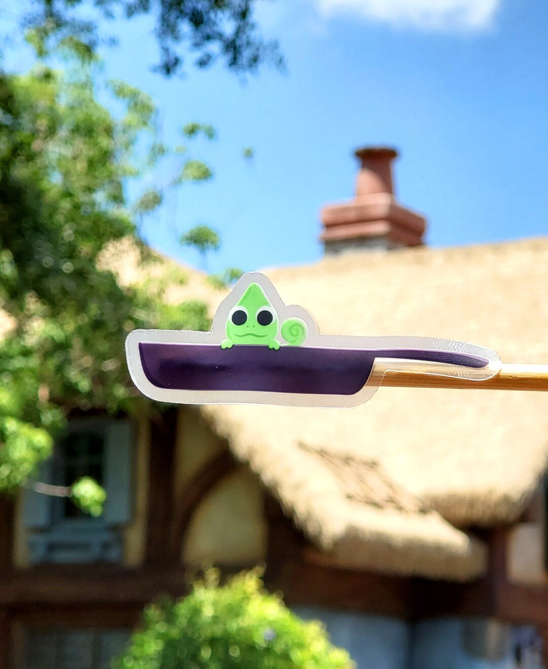 Pascal in Frying Pan Transparent Waterproof Vinyl Sticker - Tangled ...
