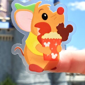 Gus Gus Carrying Snacks Waterproof Transparent Vinyl Sticker - Disney ...
