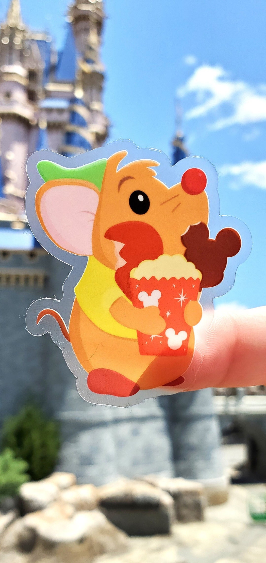 Gus Gus Carrying Snacks Waterproof Transparent Vinyl Sticker - Disney ...
