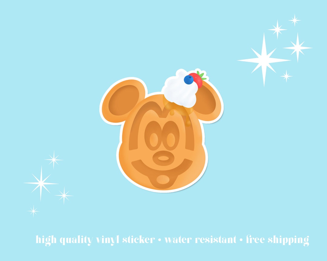 Mickey Waffle Waterproof Vinyl Sticker - Disney Snack Food Decal - Etsy