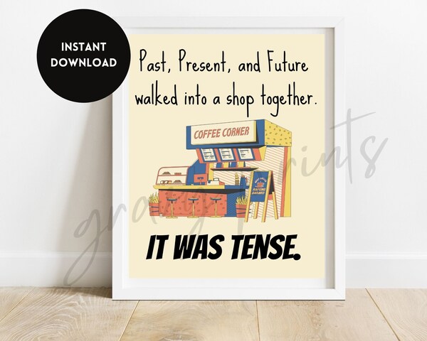 ENGLISH Verb Tenses Chart, Classroom Poster, EFL Art Print, ESL Wall ...