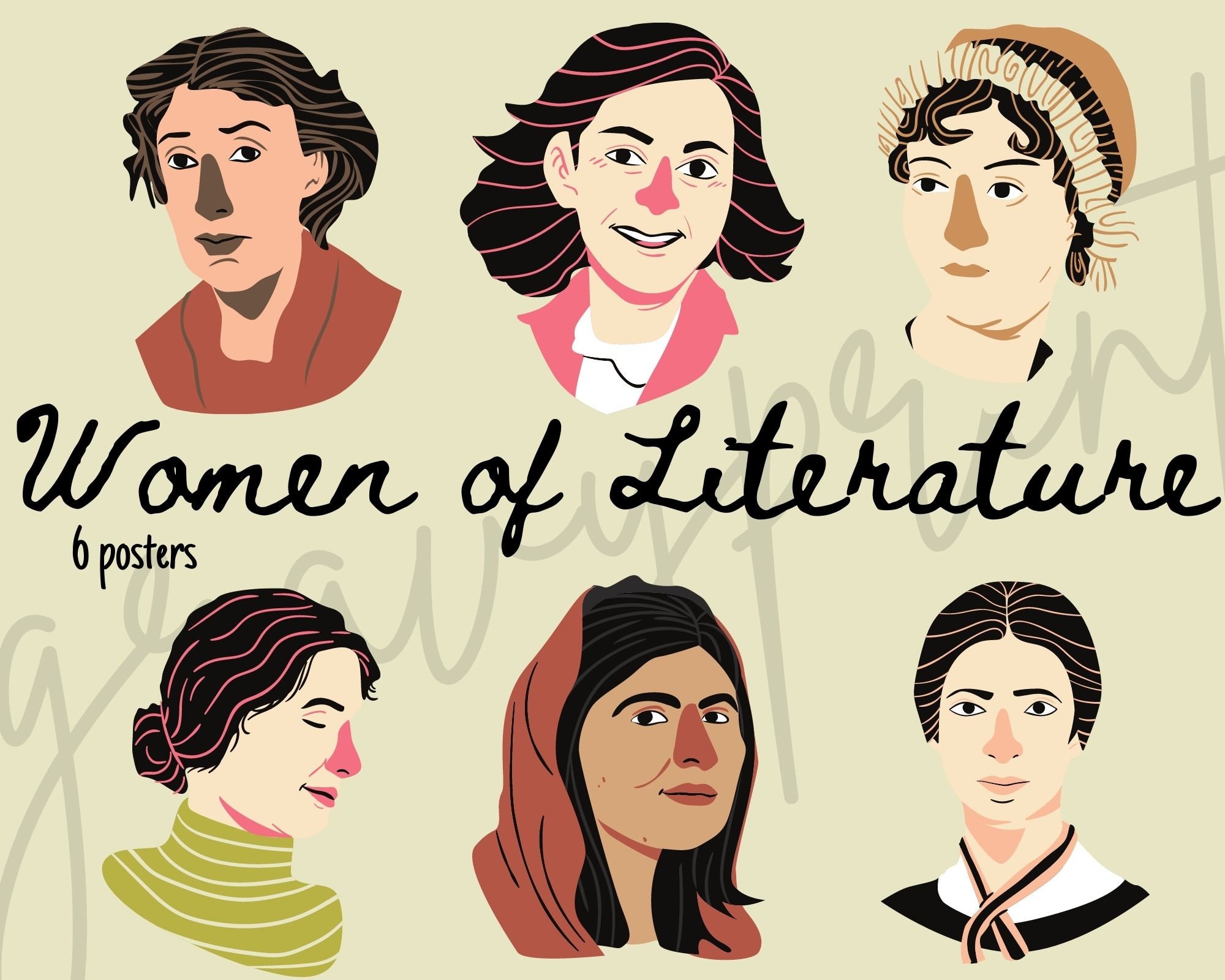 Classroom Posters English Classroom Women of Literature Digital Prints ...