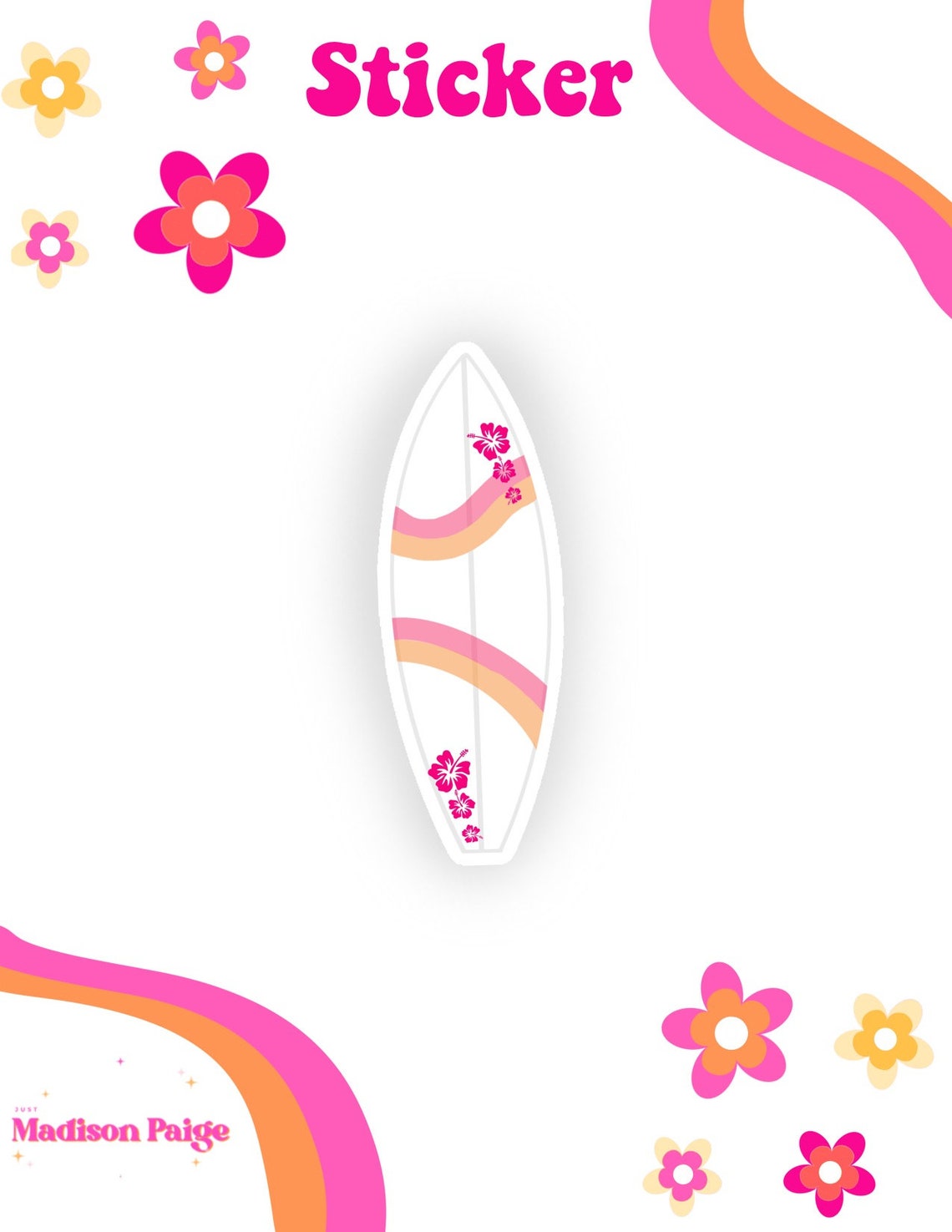 Surfboard Sticker, Beachy Sticker, Aesthetic Surfboard Sticker, Beach ...