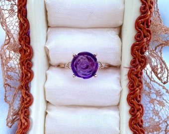 Carved Rose Ring - Etsy