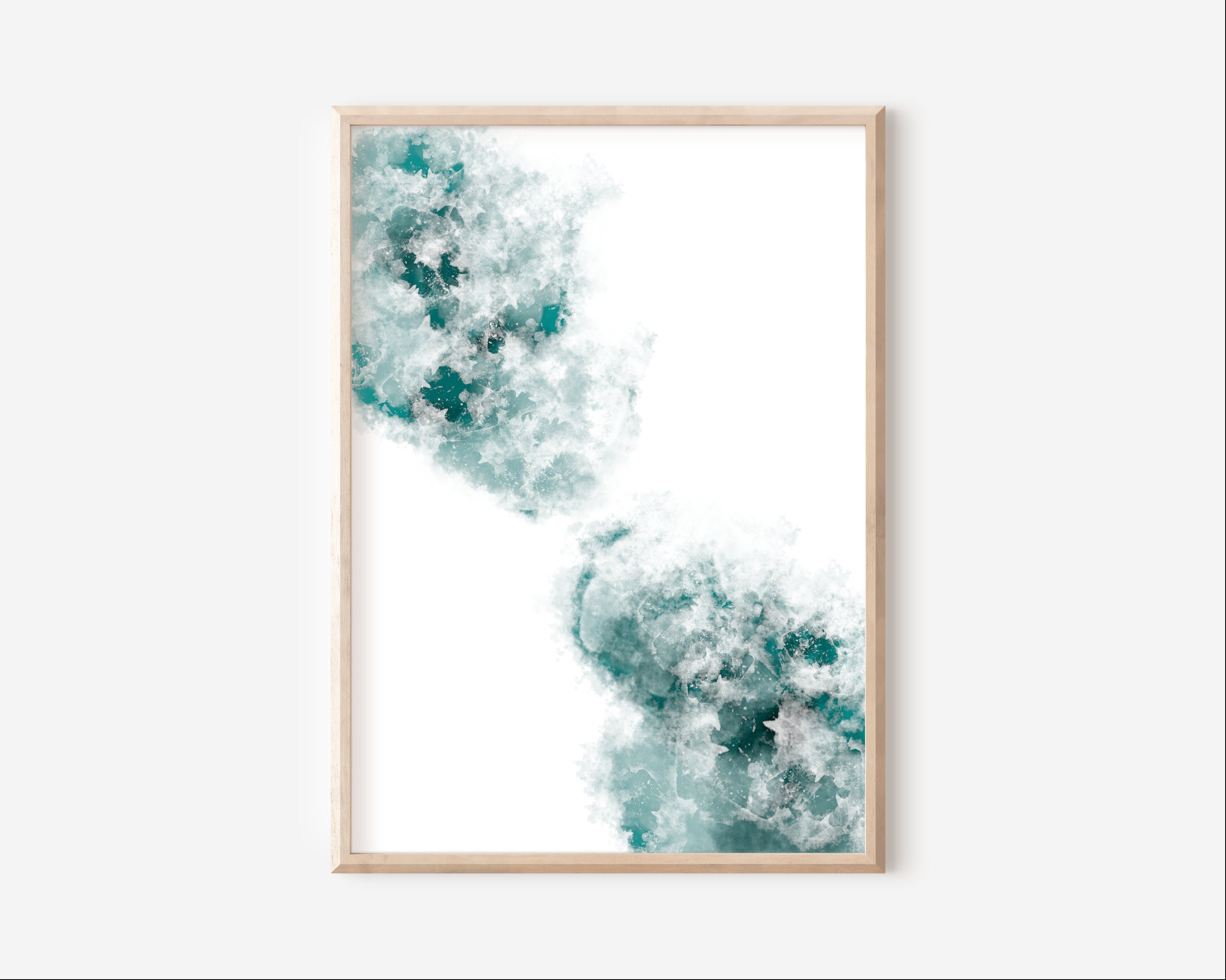 Aqua Abstract Wall Art, Wave Digital Wall Art, Printable Wall Art ...