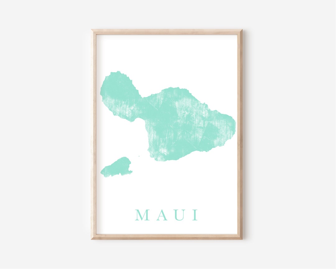 Maui Island Printable Wall Art, Tropical Abstract Print Art, Maui Map ...