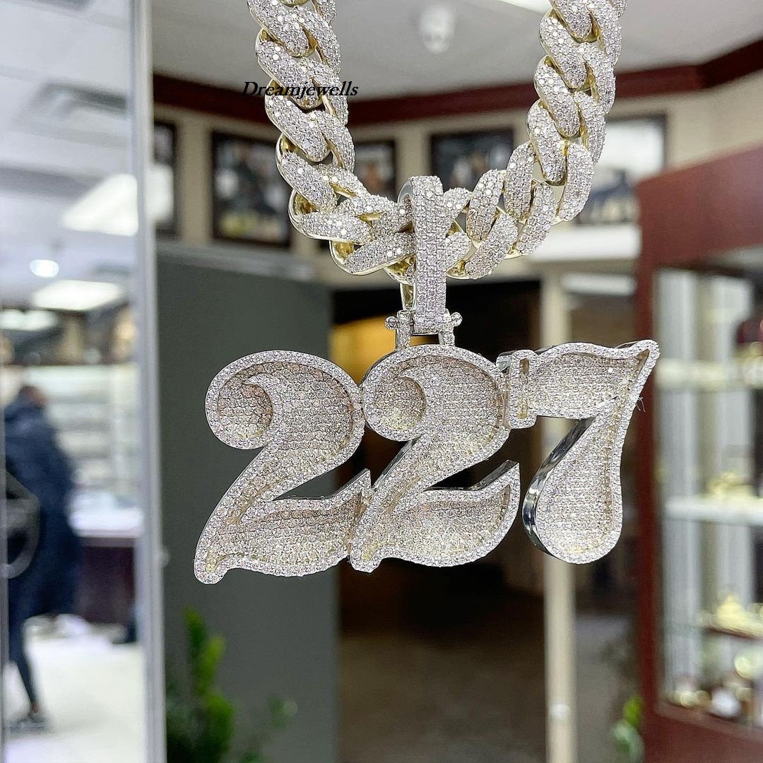 Custom Made Any Number Writing Pendant / Cz/moissanite Round Diamond ...