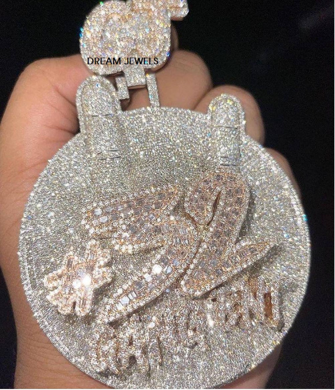 Custom Fully Iced Round Letter Pendant / Cz/moissanite Round Diamond ...