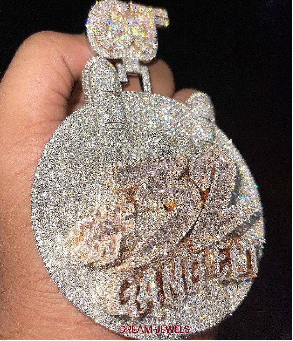 Custom Fully Iced Round Letter Pendant / Cz/moissanite Round Diamond ...