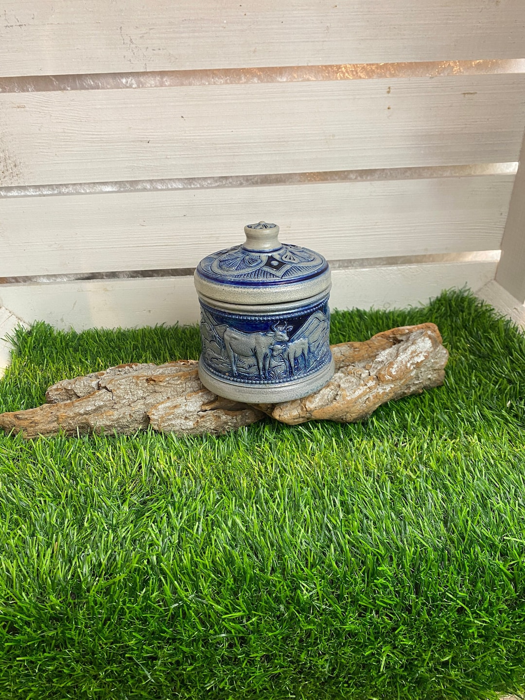 Alter Steingut Topf / Töpfchen / Butterdose Salzglasur, Westerwälder ...