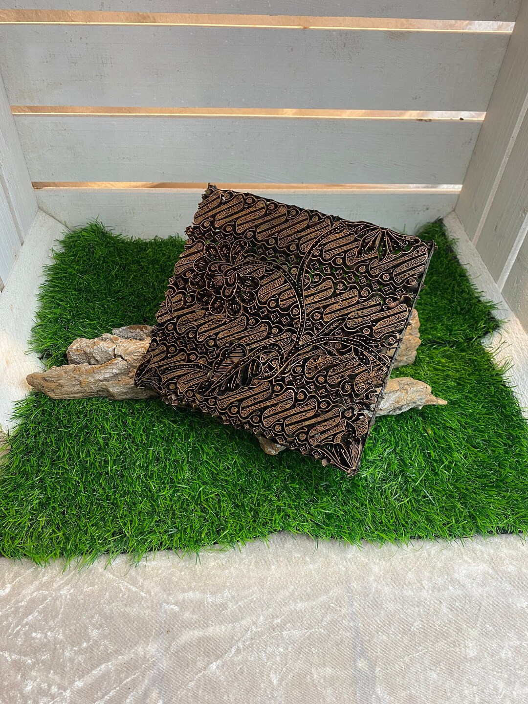 Antique Batik Tjap Copperplate Print Block, French Indonesian, Batik ...