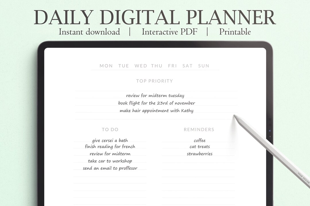 Daily Minimal Digital Planner Printable - Etsy