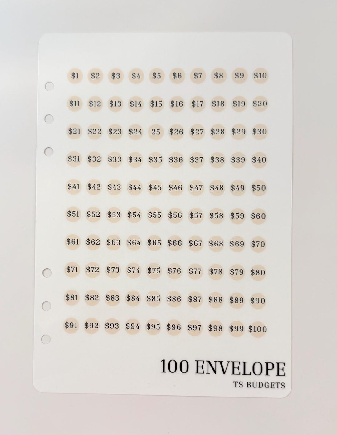 A5 100 Envelope Challenge Dashboard - Etsy