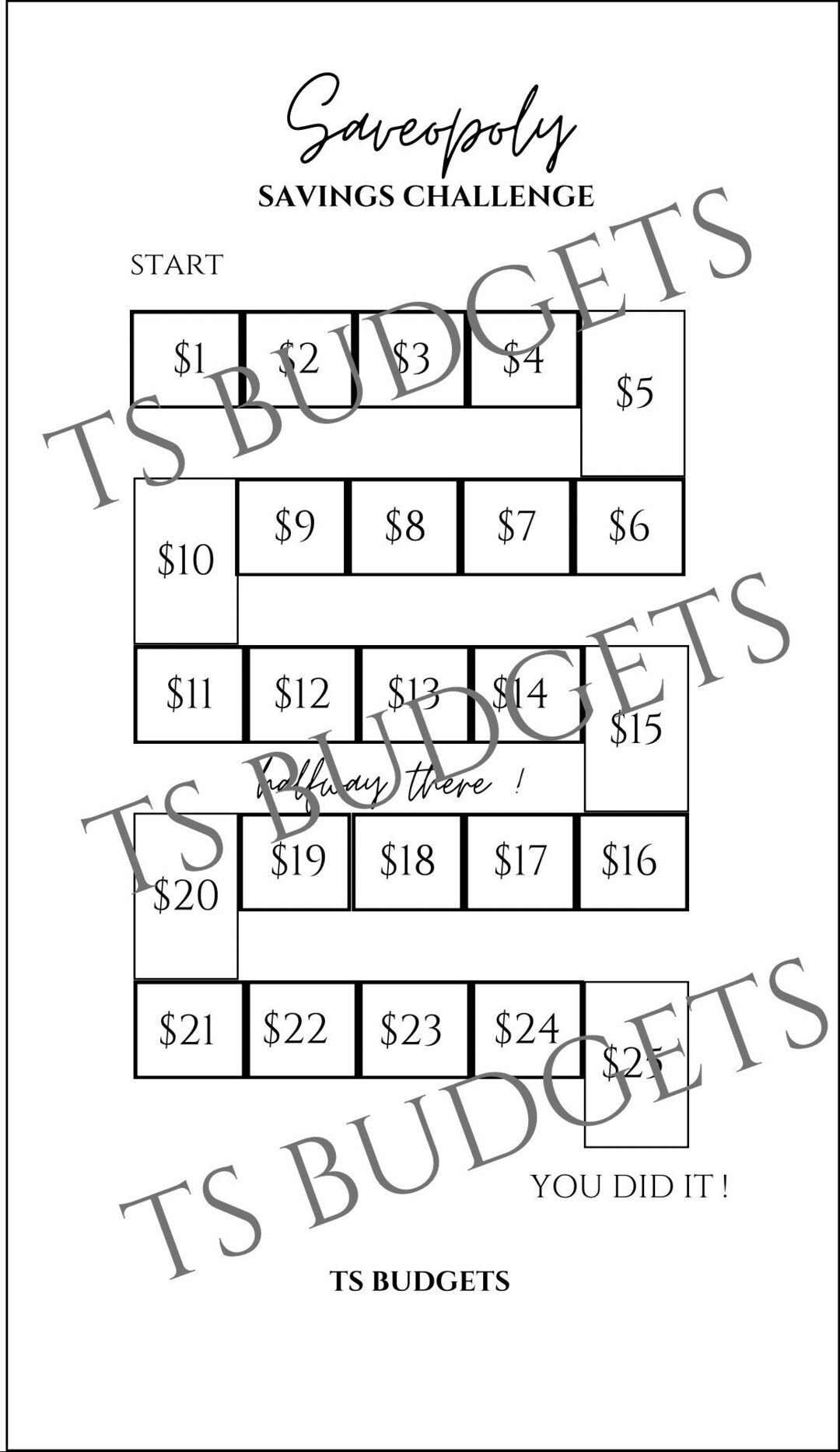 DIGITAL Saveopoly Savings Challenge - Etsy