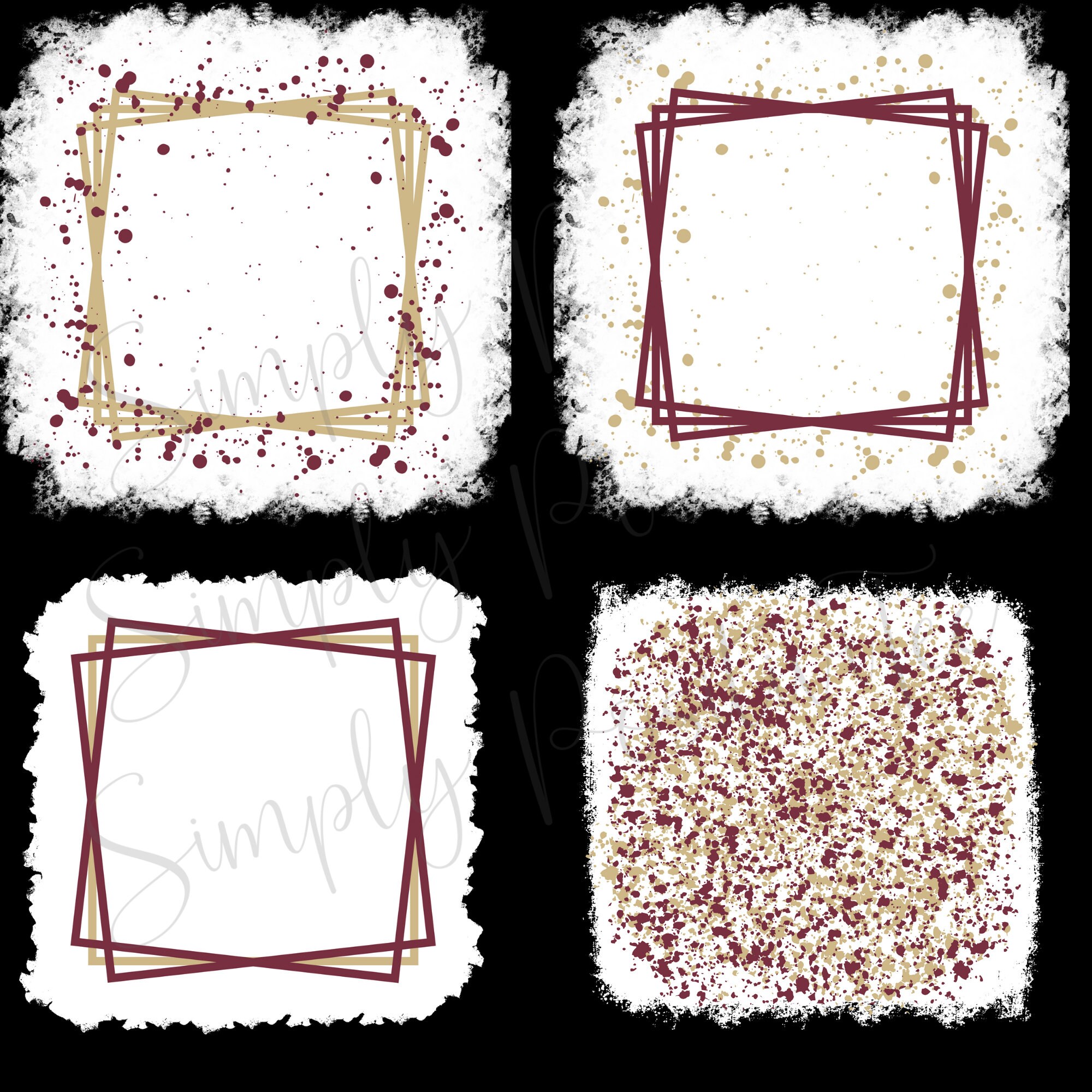 Garnet & Gold Background Bundle Frame and Splatter Sublimation PNG ...