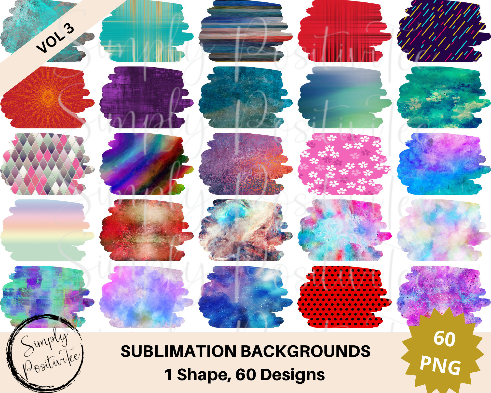 Sublimation Background Bundle: 60 PNG Designs, Transparent Clipart ...