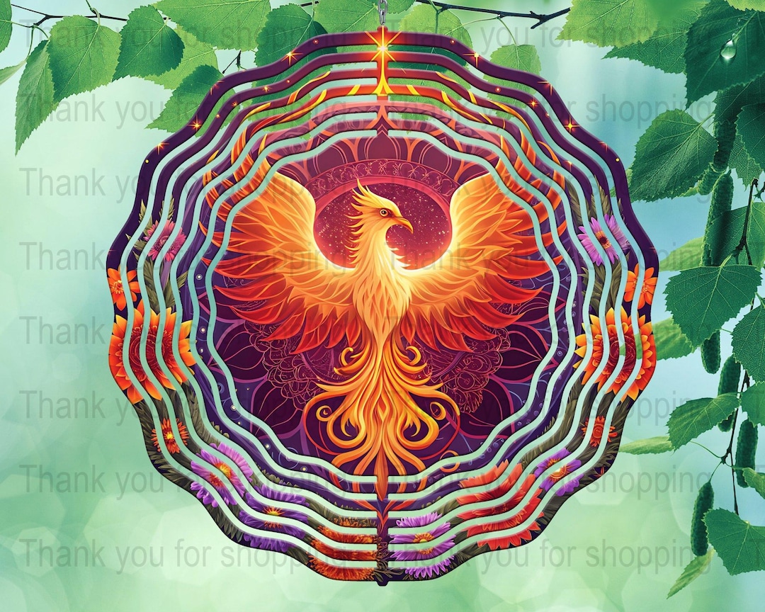Vibrant Phoenix Wind Spinner Design PNG, Digital Download, 12 X 12 ...