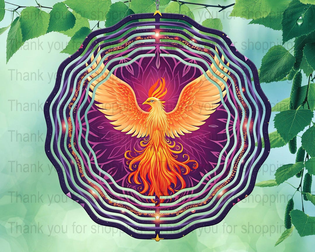 Vibrant Phoenix Wind Spinner Design PNG, Digital Download Art, 12 X 12 ...