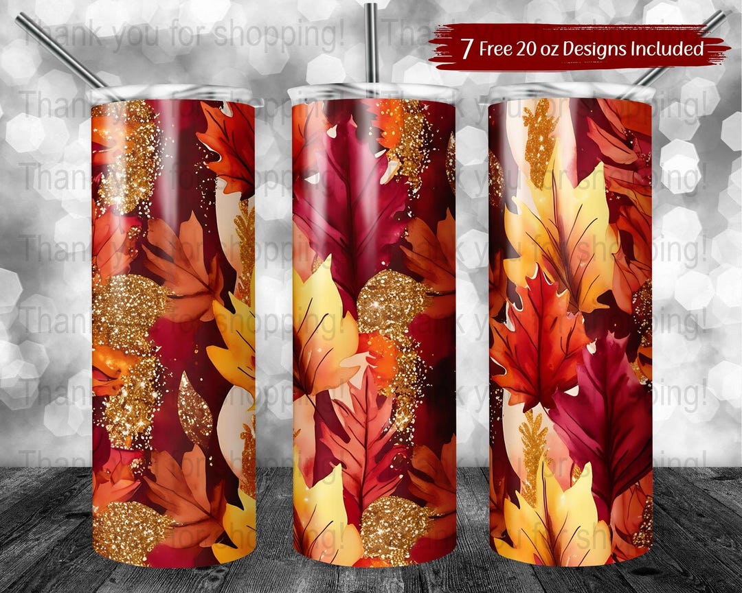 Fall Leaves Tumbler Wrap, 20 Oz Tumbler Wrap, Straight and Tapered PNG ...