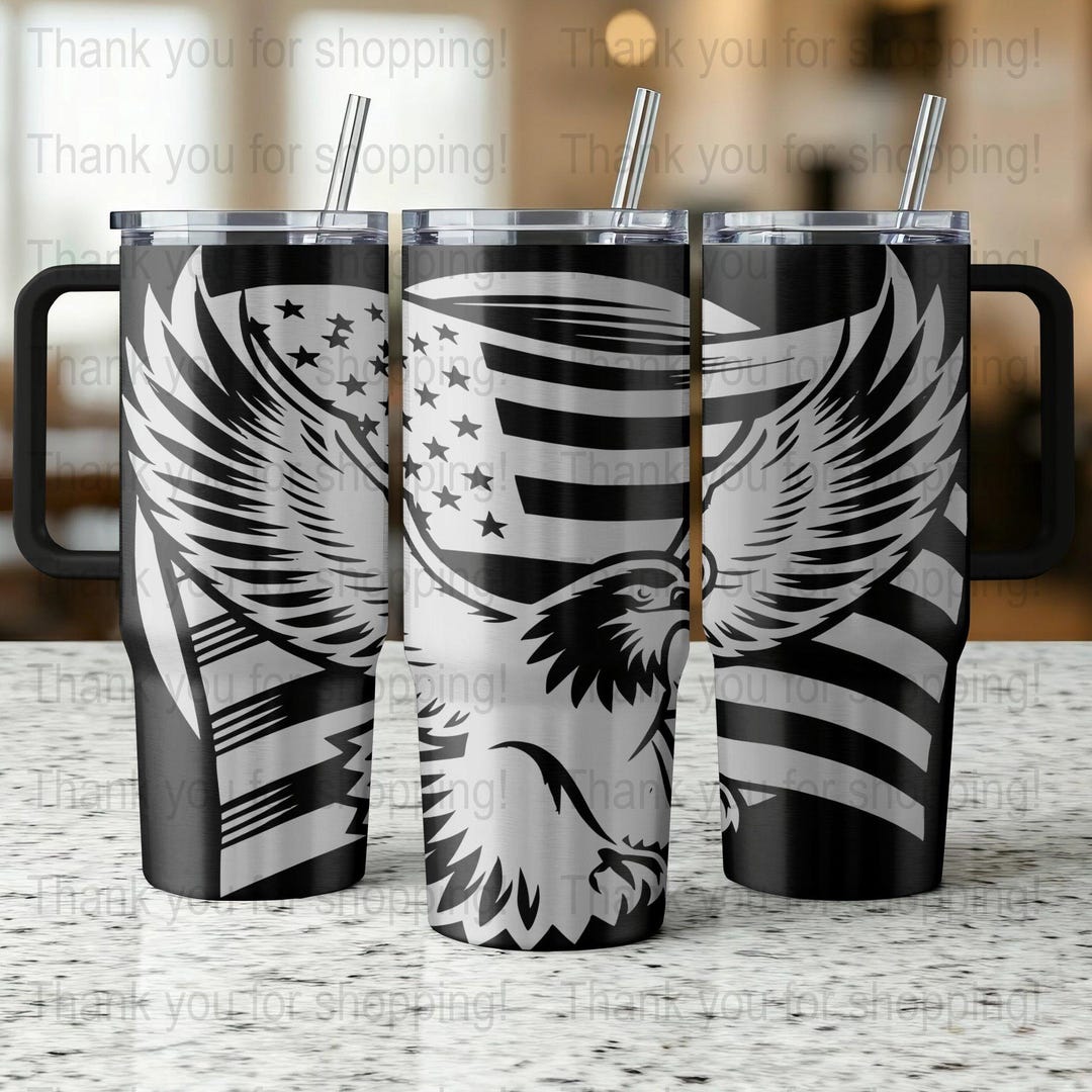 American Eagle Flag SVG, Laser Engraving Tumbler Wrap, 40oz Tumbler ...