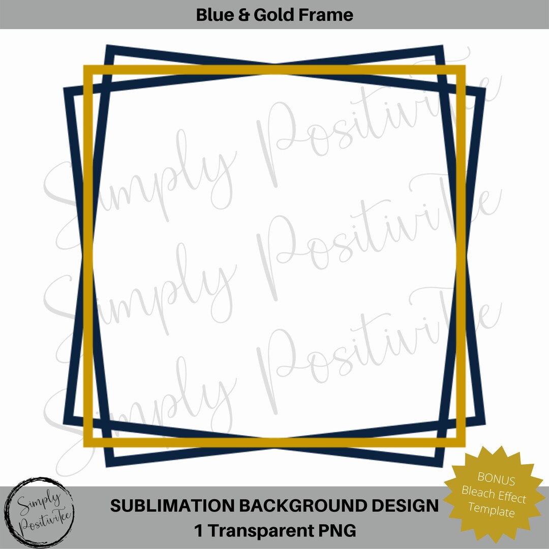 Blue & Gold Frame Background | Sublimation Frame | Transparent Frame ...