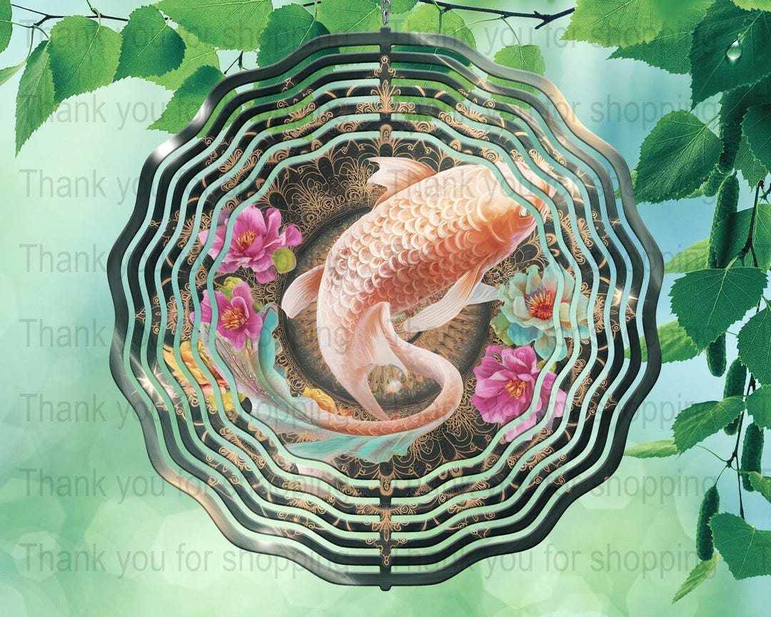 Koi Fish Wind Spinner Design: Floral Mandala PNG (digital Download) - Etsy