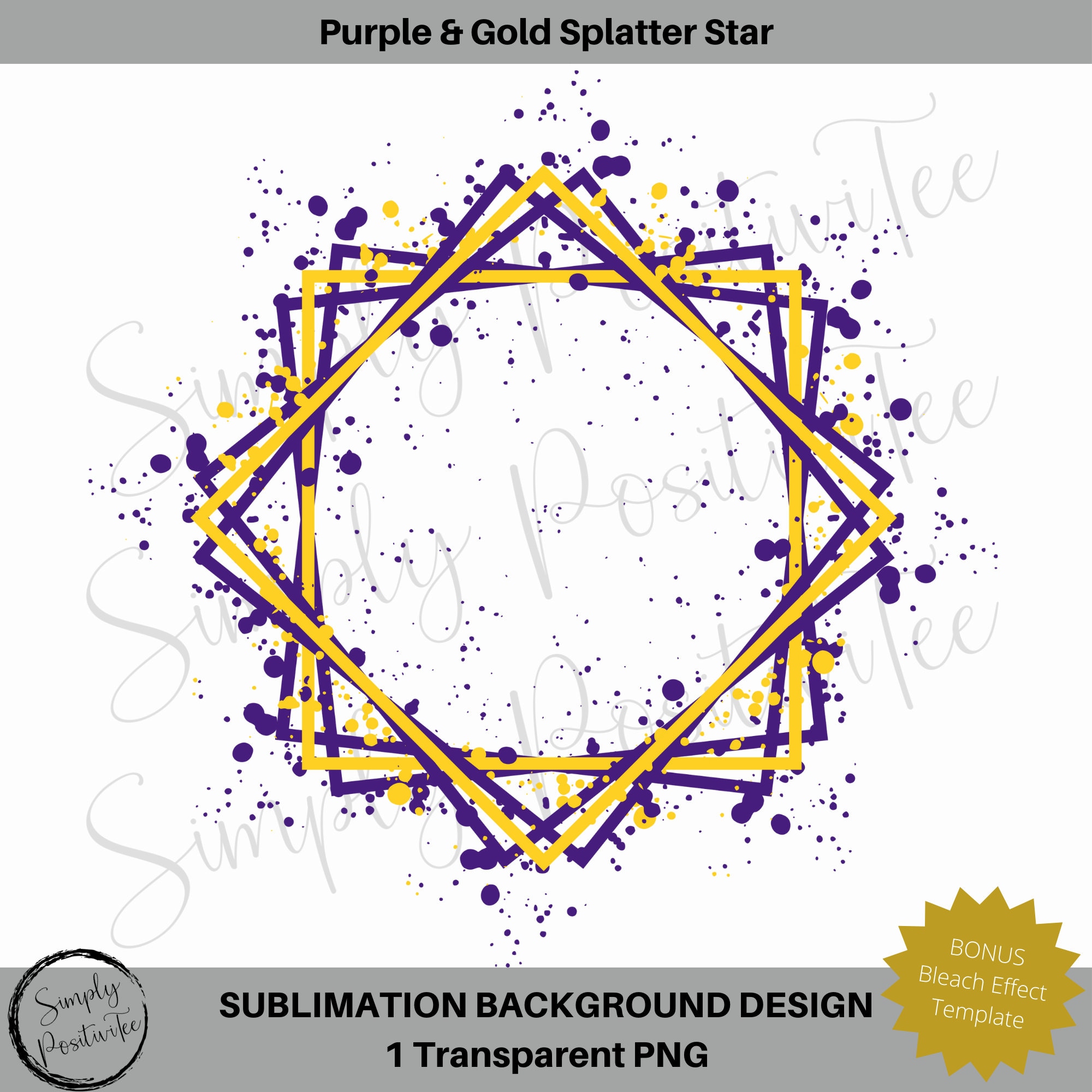 Purple & Gold Star Background | Sublimation Frame | Transparent Frame ...