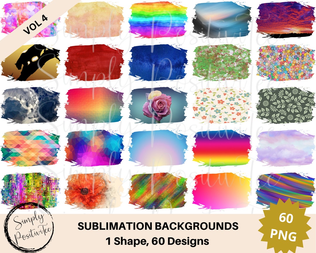 60 PNG Sublimation Backgrounds: Transparent Clipart Bundle (digital ...