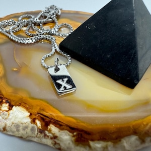 Dainty Rectangular X Pendant Necklace – Stainless Steel I Straight Edge ...