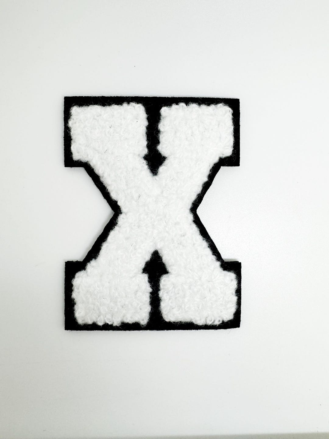 Chenille White University X Patch With Black Border- Straight Edge ...