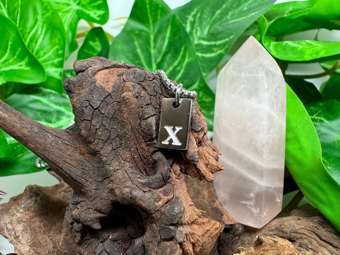 Dainty Rectangular X Pendant Necklace – Stainless Steel I Straight Edge ...