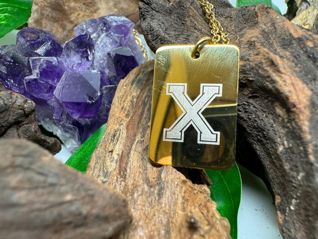 Gold-plated University X Pendant Necklace I Straight Edge ...