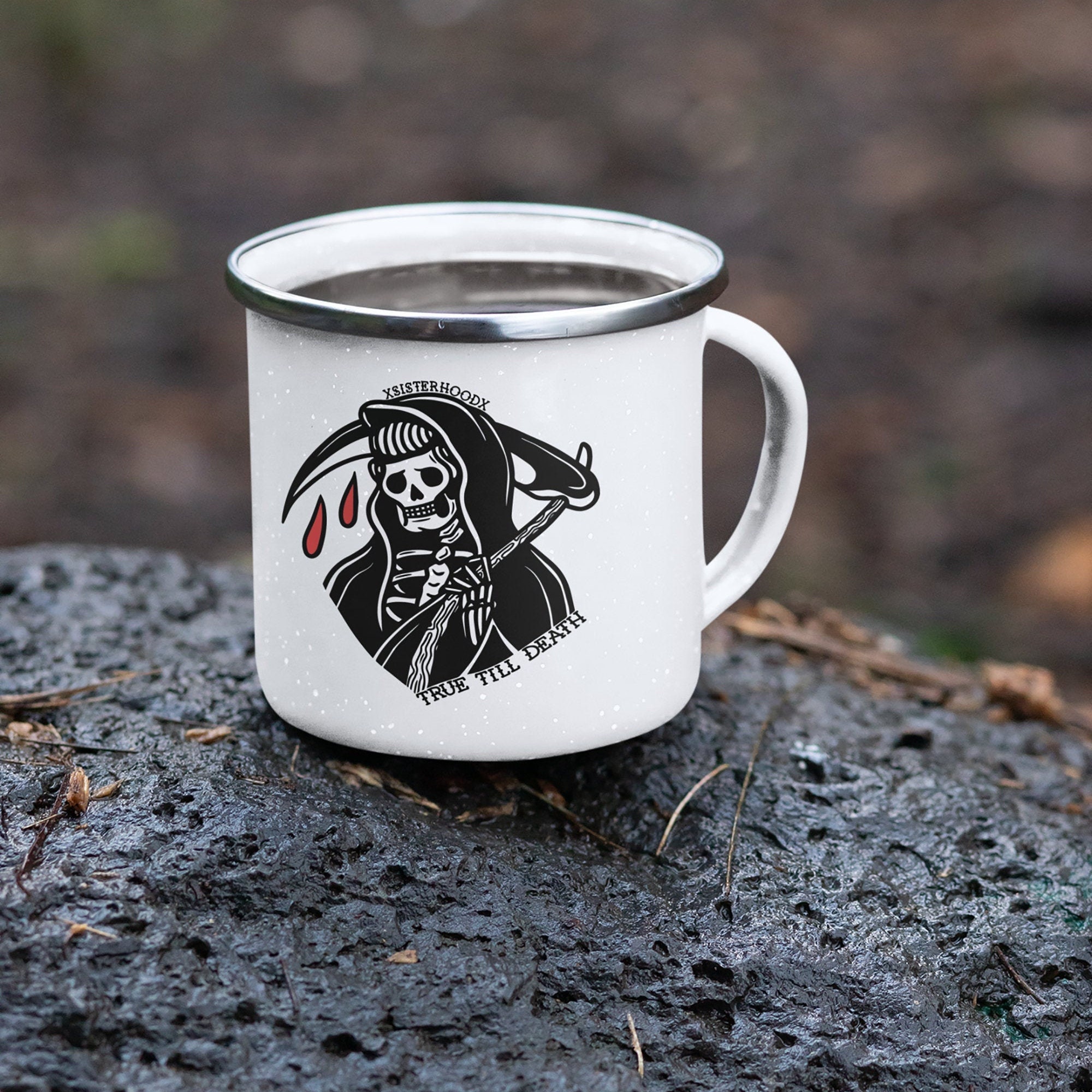 Straight Edge Mug True Till Death Enamel Mug Grim Sister | Etsy